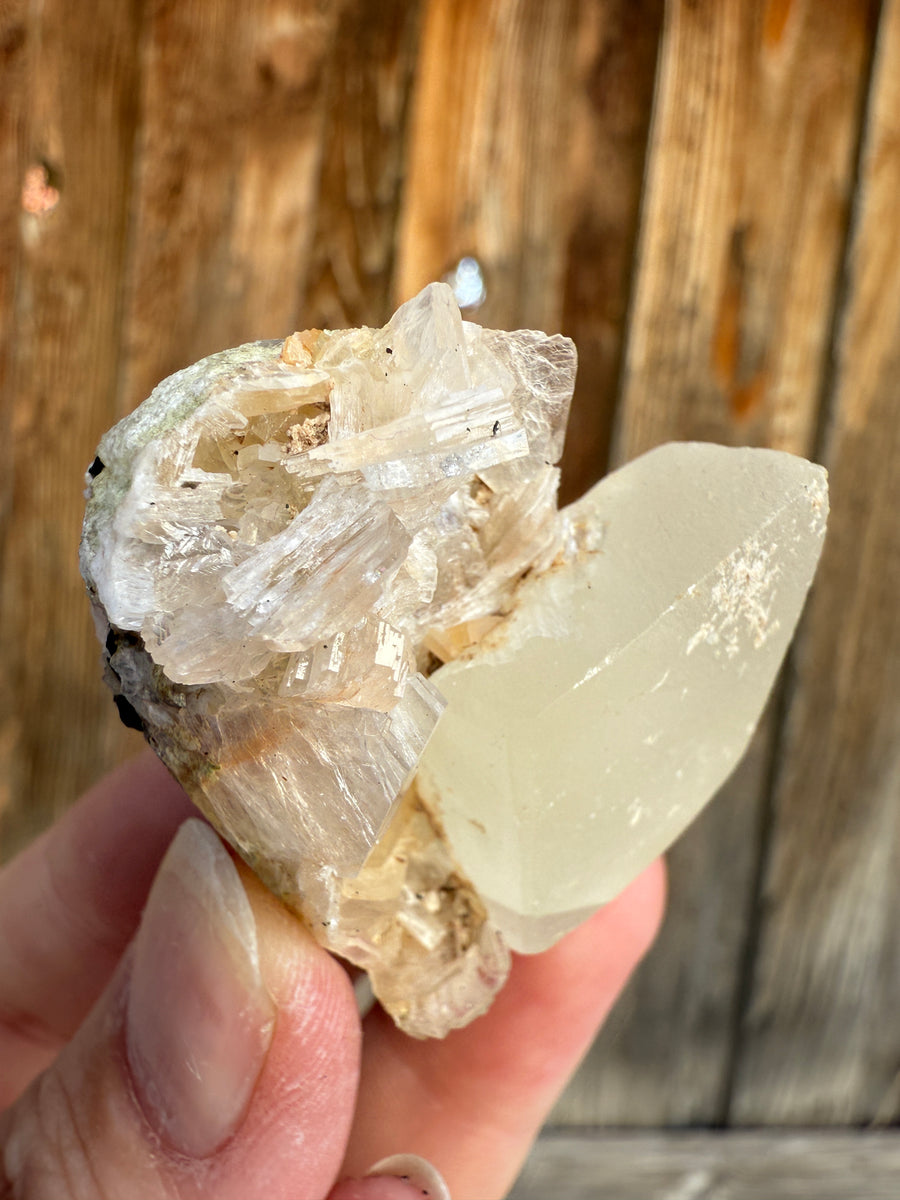 Yellow Diamond Calcite + Pink Heulandite • Maharashtra, India ...