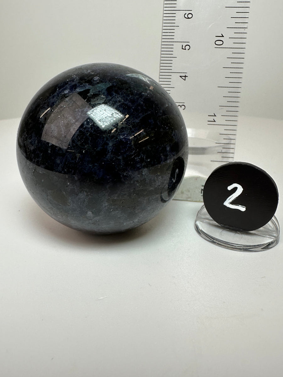 Iolite with Emerald Inclusions Sphere • from Brazil – Wandering Stones