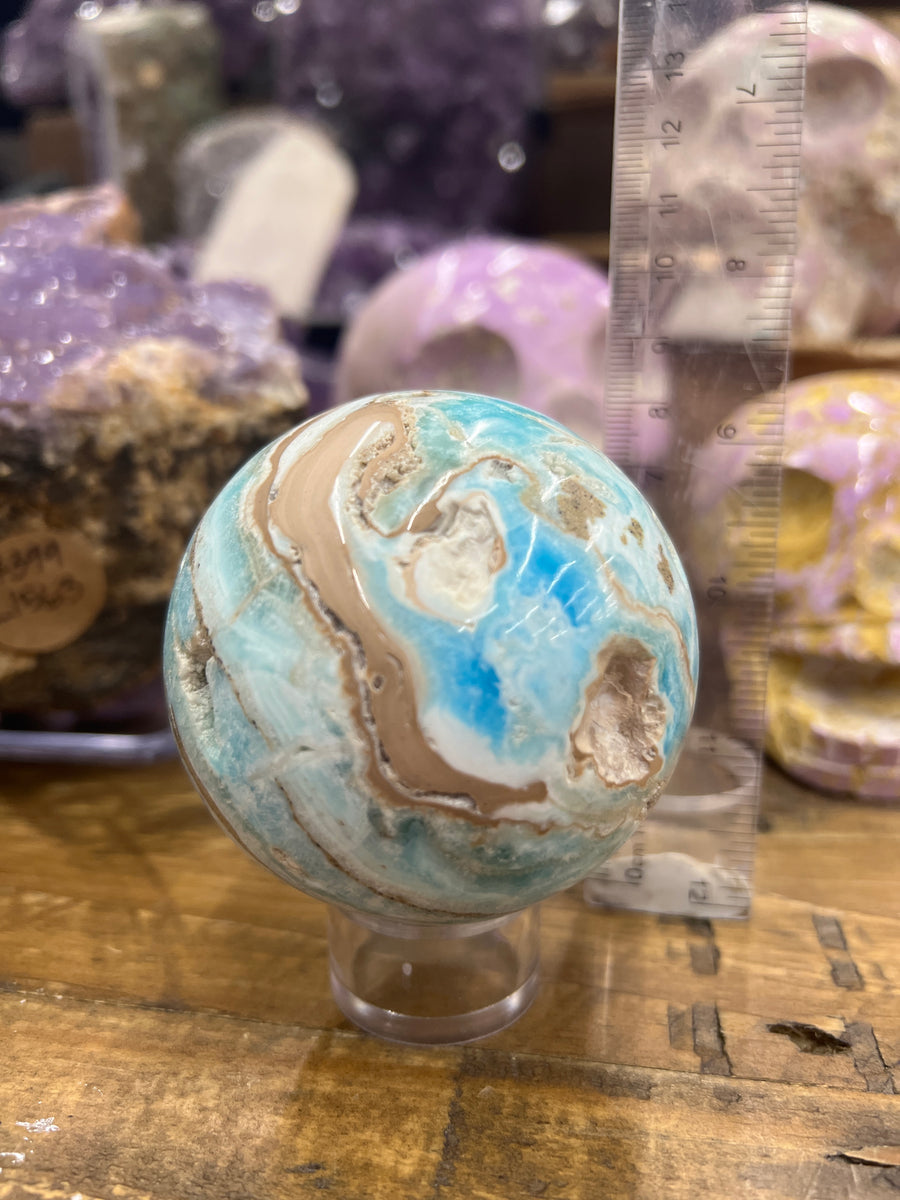 Blue Aragonite Sphere • Pakistan – Wandering Stones