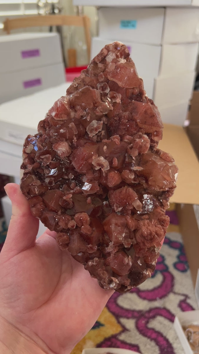 Red Druzy Phantom Apophyllite w Stilbite VERY RARE • Maharashtra, Indi ...